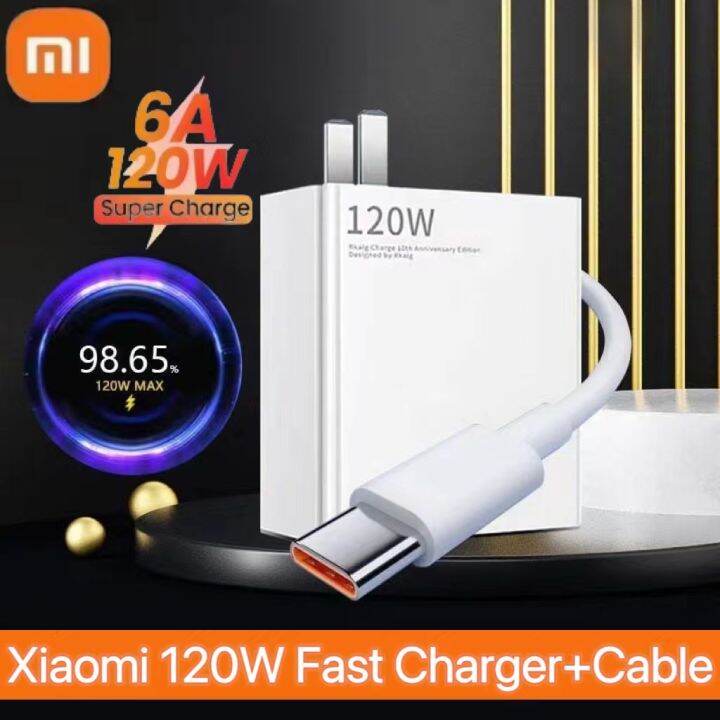 Xiaomi 120W Fast Charger Turbo Charge HyperCharge Adapter 6A Type-C Cable For Xiaomi 12T 12 Lite ...