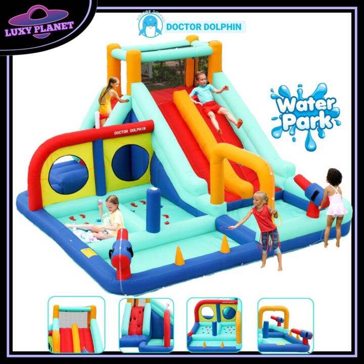 🔥Doctor Dolphin Waterpark Castle Slide Bouncer 73027 Double Slide ...