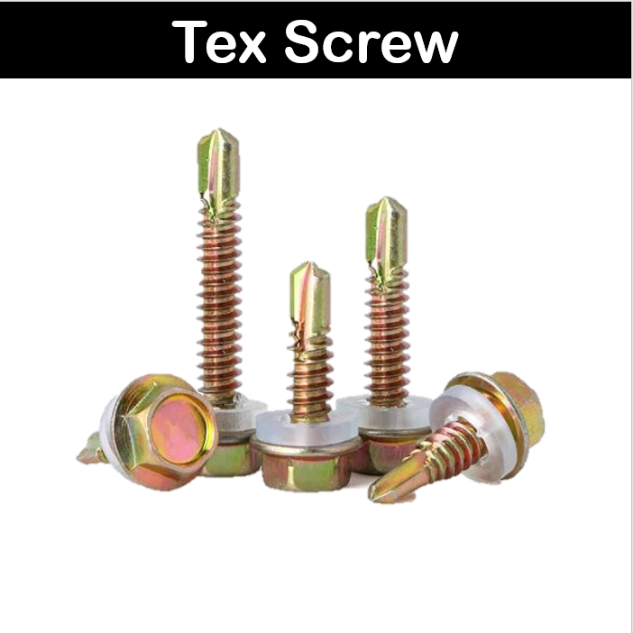 B&NE 12mm Tex Screw Yellow Zinc Plated Hex Self Drilling Screws Hexagon ...