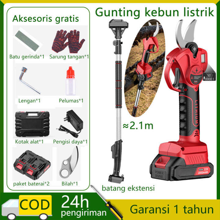 Gunting taman listrik, tiang ekstensi 2,1 m, motor tanpa sikat | Lazada ...