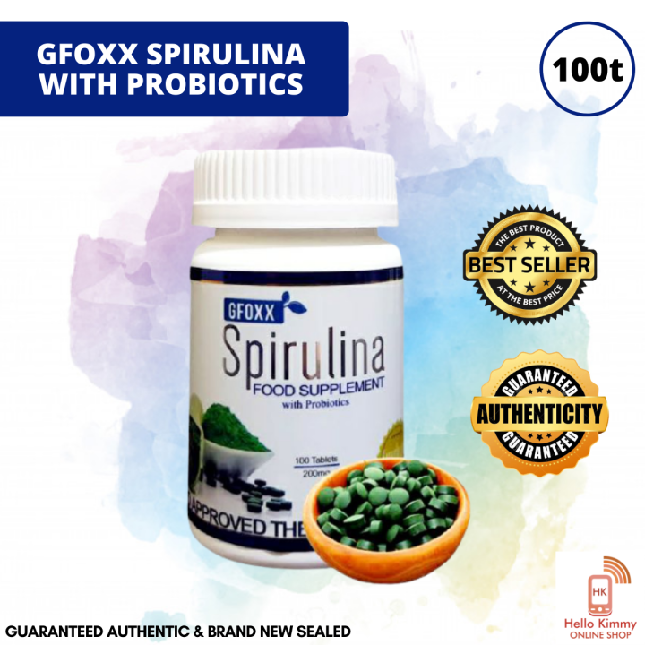 ORIGINAL GFOXX SPIRULINA + PROBIOTICS (FDA and HALAL Certified 100 Tablets) - HELLO KIMMY ...