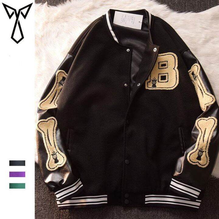 Varsity Baseball Bomber Jacket for Men Streetwear Hip Hop Jackets Men's ...