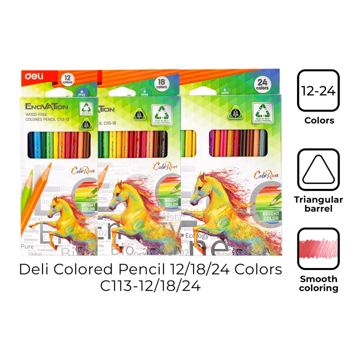 Deli C113-12/18/24 Colored Pencil 12/18/24 Colors | Lazada PH