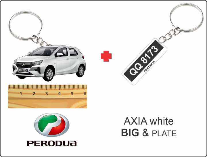 perodua axia white new 2023 keychain 2d | Lazada