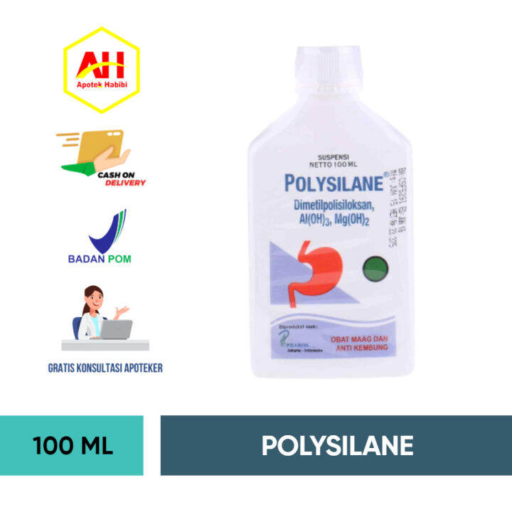 Polysilane Polisilen Polisilane Polisilan sirup 100ml 100 ml Obat maag ...