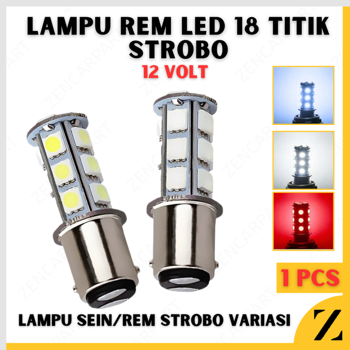 Lampu Rem LED 18 Titik Mata Strobo Kedap Kedip SMD 5050 Bayonet Kaki 2 ...