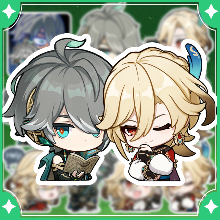 [Genshin Impact] Sticker Alhaitham x Kaveh - Hình dán chibi alhaitham ...