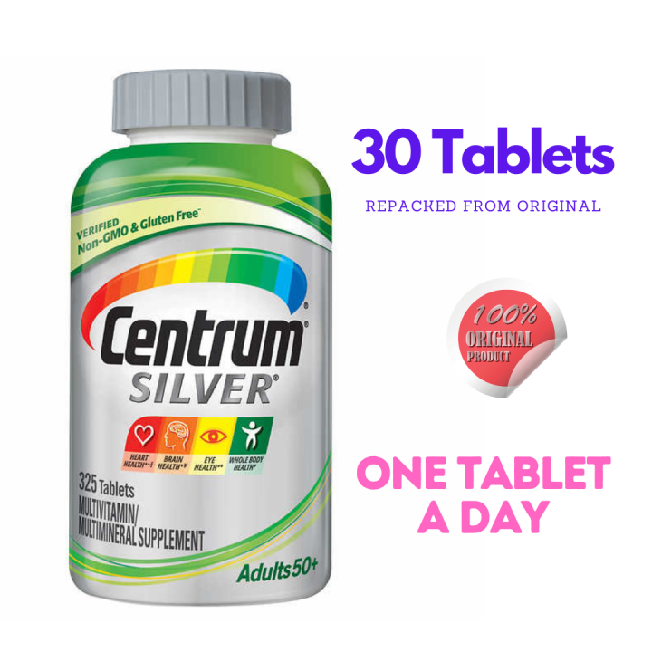 Centrum Silver Adults 50+ Multivitamin, 30 Tablets Repacked From ...
