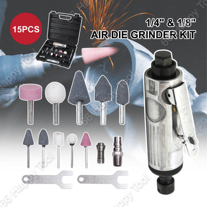 66 Happy Tool Ready Stock 15Pcs 1/4" & 1/8" Rotary Pneumatic Mini Air ...