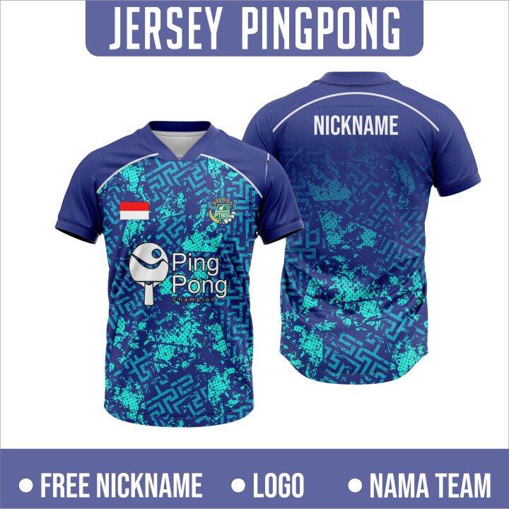KAOS JERSEY PINGPONG / TENIS MEJA FREE NICKNAME, FREE LOGO, NAMA TEAM ...