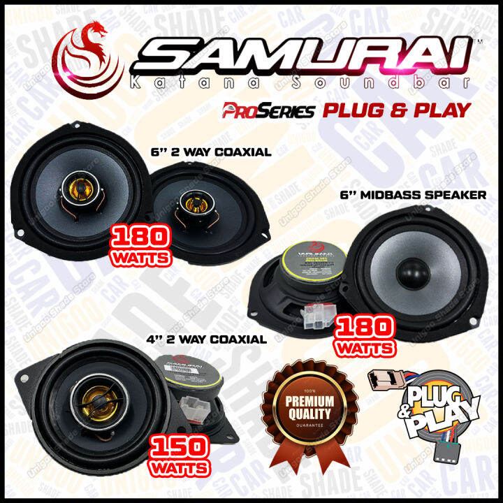 🔊 SAMURAI KATANA SOUNDBAR PRO SERIES 4 / 6Inch 2 Way Midbass Plug & Play Front Rear OEM Speaker ...