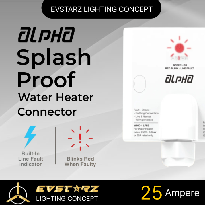 Alpha WHC-1 LFI B Splash Proof Water Heater Connector With Line Fault ...