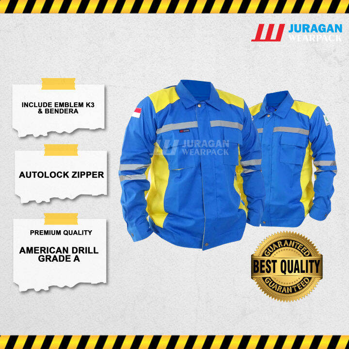Wearpack Kerja Warna Biru Benhur Kombinasi Kuning | Lazada Indonesia