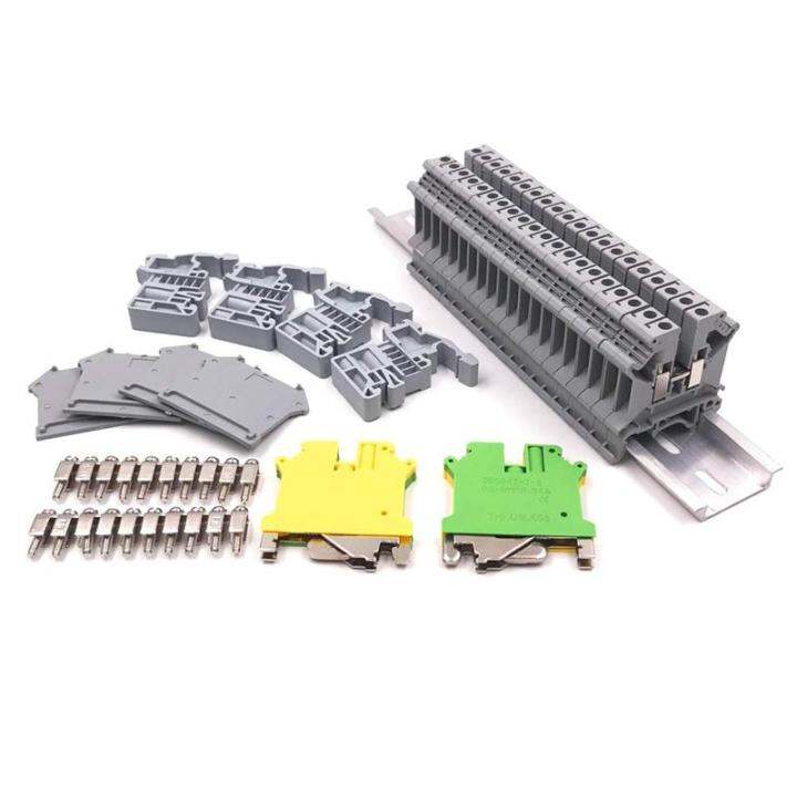 Din Rail Terminal Blocks Kit,Uk5N Terminal +Ground Blocks+Aluminum Rail ...
