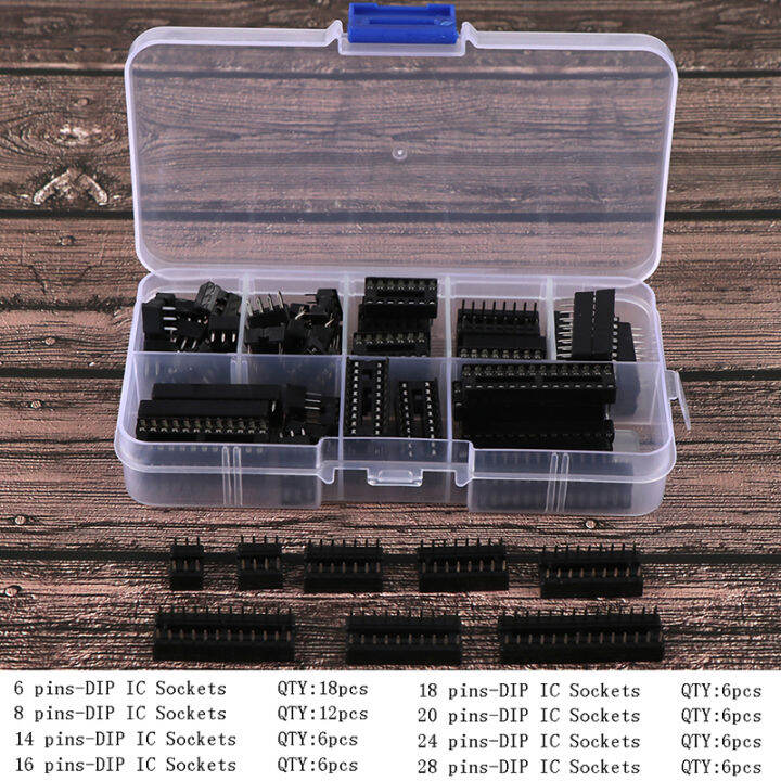 KingD 66Pcs/Box DIP IC Sockets Solder Type Socket Kit 6/8/14/16/18/20 ...