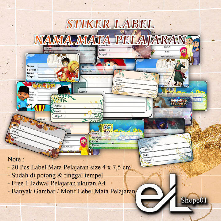 Stiker Lebel Nama Mata Pelajaran Free Jadwal Pelajaran | Lazada Indonesia