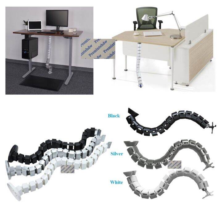 Square Round Office Meeting Table Working PC Desk Cable Organizer Snake ...