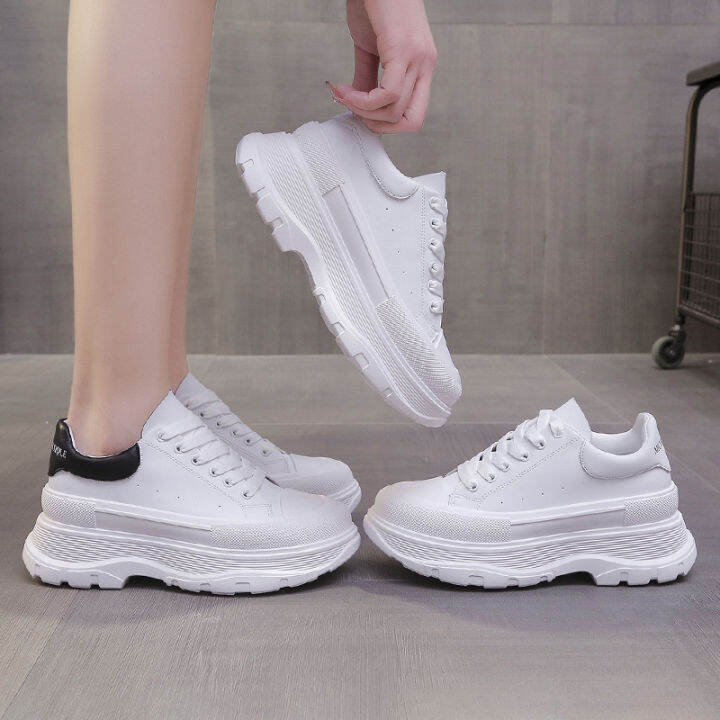 Korea Fashion Pure white Thick bottom Sneakers Casual White Shoes FOr ...