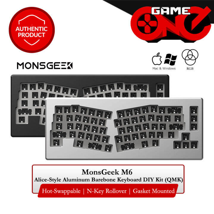 MonsGeek M6 Alice-Style RGB Aluminum Barebone Keyboard DIY Kit (QMK ver ...