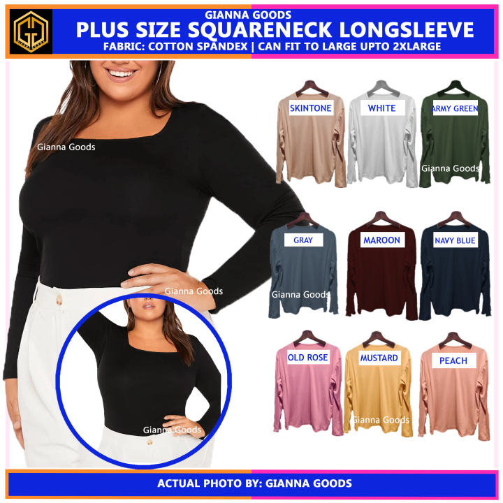 Plus Size Square Neck Long Sleeves Top Squareneck Blouse | Lazada PH