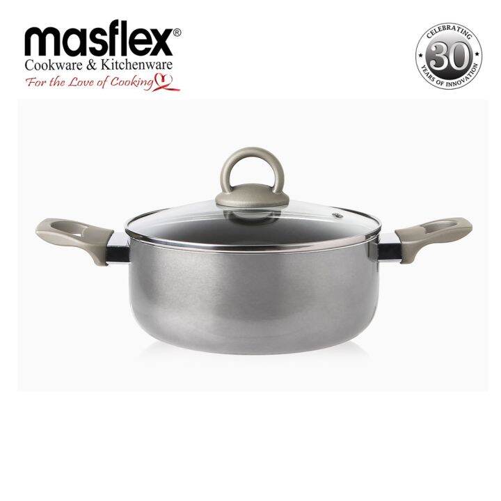 Masflex Induction Non-stick 20cm Platinum Casserole With Glass Lid ...