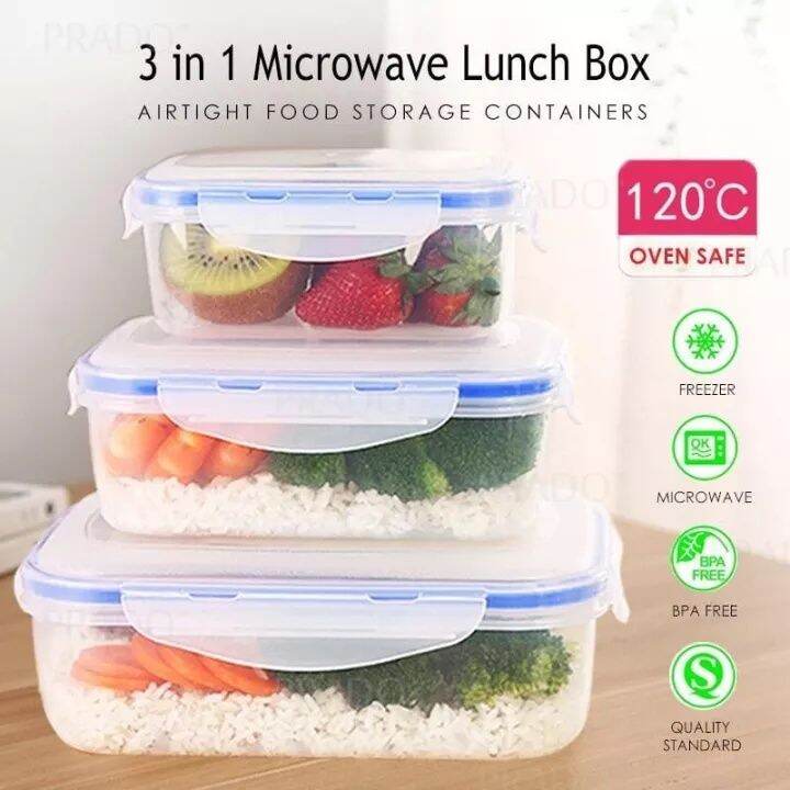 3in1 Crisper Super Lock Food Container With Lid Food Box Microwave Oven ...