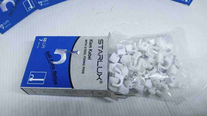 Klem Kabel 7mm / 8mm / 9mm / 10mm / 12mm Paku Beton Asli STARLUX ( 50 ...