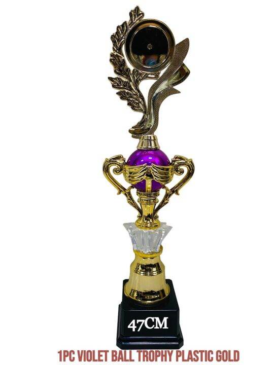 1PC PURPLE BALL TROPHY PLASTIC GOLD CUSTOMIZE AVAILABLE(UNBREAKABLE ...