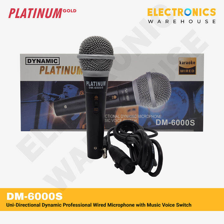 Platinum Gold DM-6000S Uni-Directional Dynamic Professional Wired Microphone with Music Voice ...