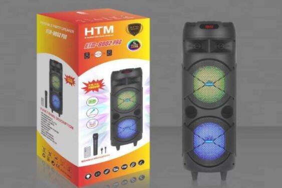 HTM 8802 8.5Inch X 2 Big Karaoke Audio Trolley Party Bluetooth TWS ...