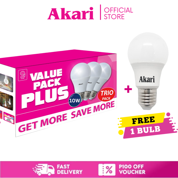 Akari 10 Watts LED Bulb Value Pack - Daylight (APLED3-10DL-VP2) TRIO ...
