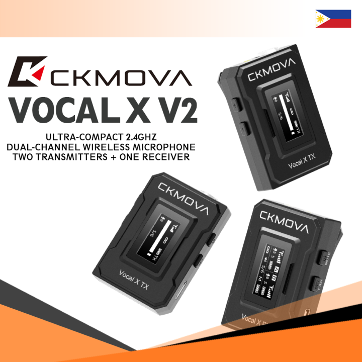 CKMOVA Vocal X V2 Ultra Compact 2.4GHz DualWireless Microphone Two transmitter+One Receiver ...