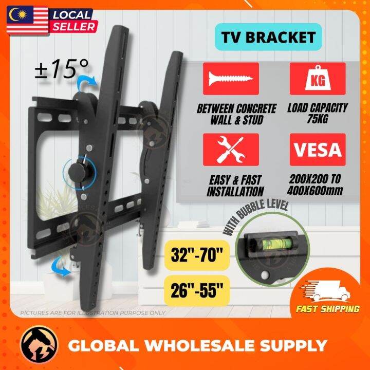PREMIUM TV BRACKET 26”-55” / 32"-70" 15° Tilt Fixed Wall Mounted TV ...