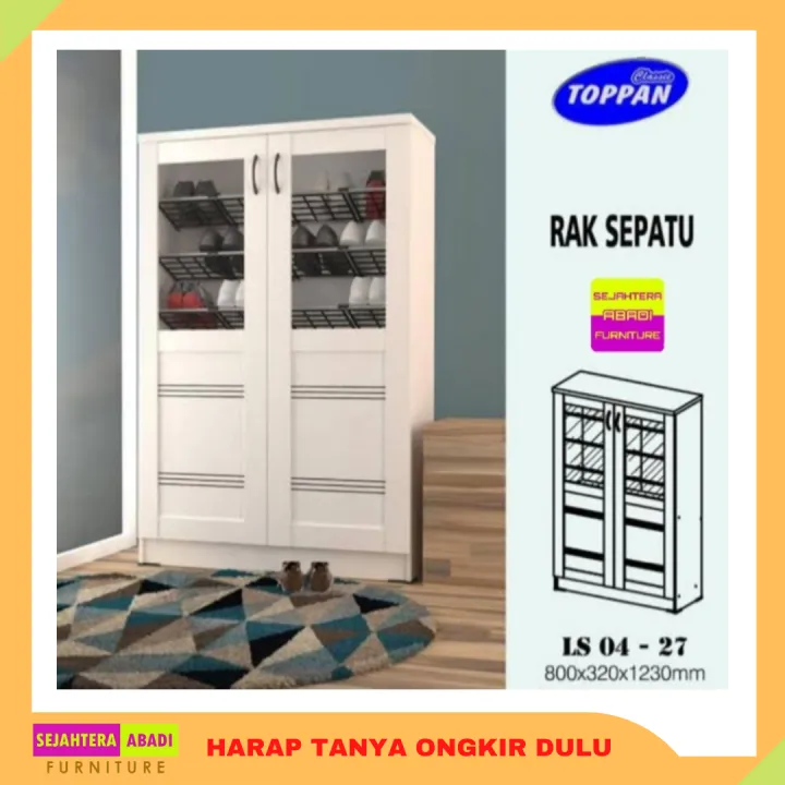 lemari sepatu kaca, rak sepatu Toppan Furniture LS04 | Lazada Indonesia