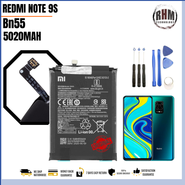 for Xiaomi Redmi Note 9s (Battery model: BN55 5020mAh) Original ...