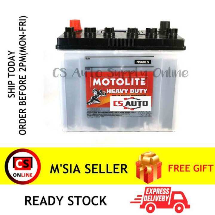 Century NS60LS NS60L Motolite Battery Wet NS60 NS60R for Proton Iswara, Waja, Toyota Vios, Altis ...