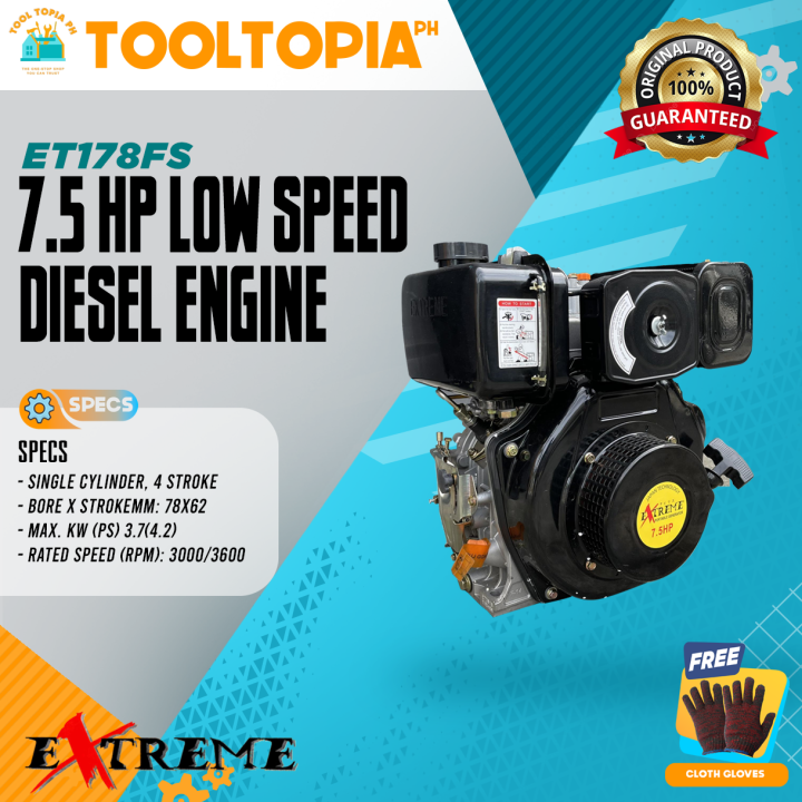 EXTREME LOW SPEED DIESEL ENGINE 7.5HP ET178FS HIGH QUALITY | Lazada PH