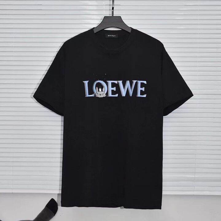 LOEWE Luo Yiwei เสื้อยืดขาสั้นสำหรับฤดูร้อน,เสื้อยืดแบบหลวมๆพิมพ์ลาย ...