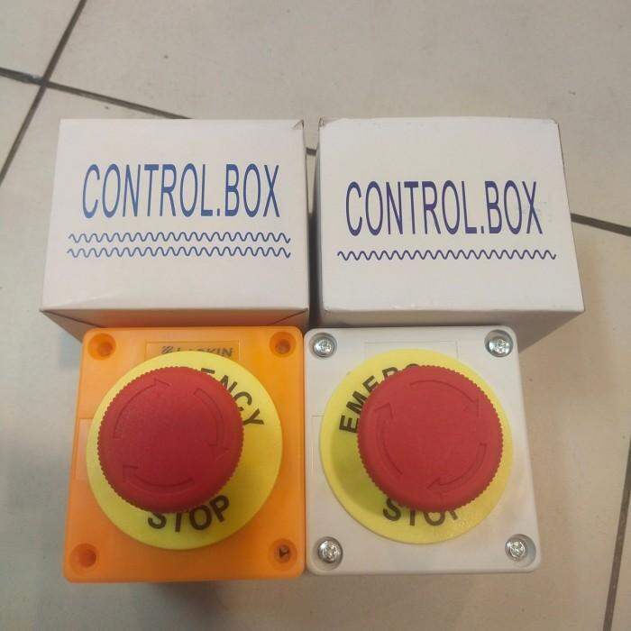 PUSH BUTTON TOMBOL EMERGANCY STOP 22MM 1 NC PLUS BOX PLUS NAME PLATE ...