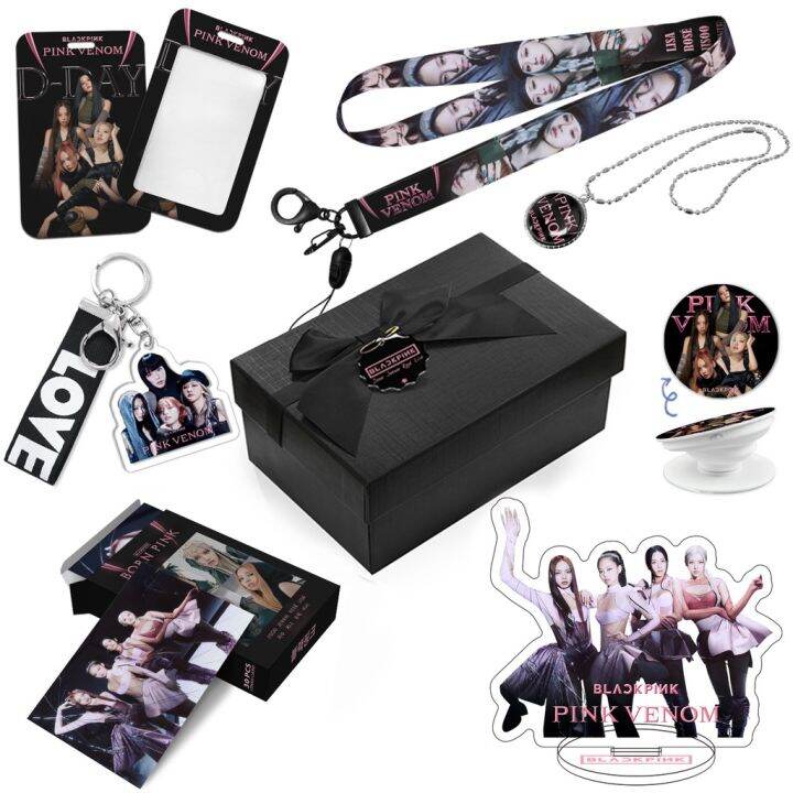 Blackpink Album PINK VENOM Keychain, Standee,Necklace Gift Box Set ...
