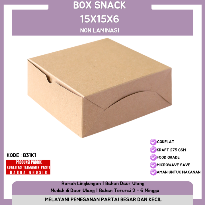 (Isi 25 Pcs-B31K1) Snack Box 15x15 Non Laminasi | Lazada Indonesia