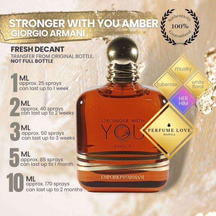 PERFUME DECANT Emporio Armani Stronger with you Amber musky, tuberose ...