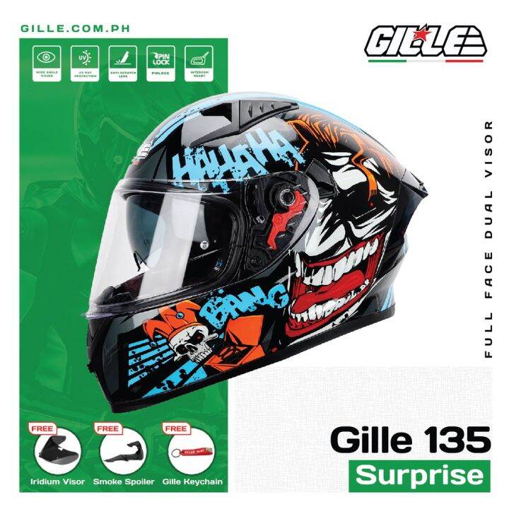 Gille 135 GTS Series V1 Surprise Full Face Dual Visor Motorcycle Helmet ...