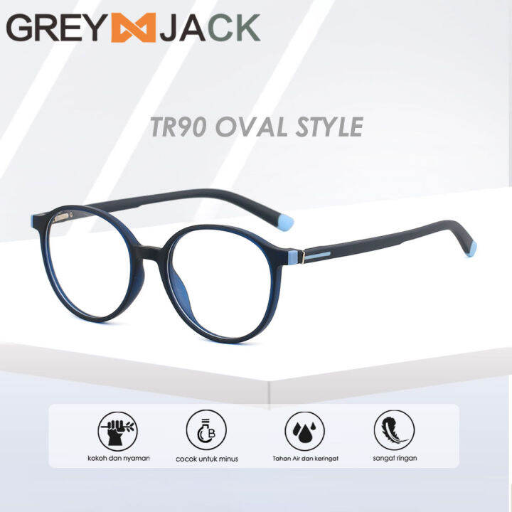 Grey Jack Frame Kacamata Model Oval Bahan TR90 Ringan Kokoh Berpegas ...