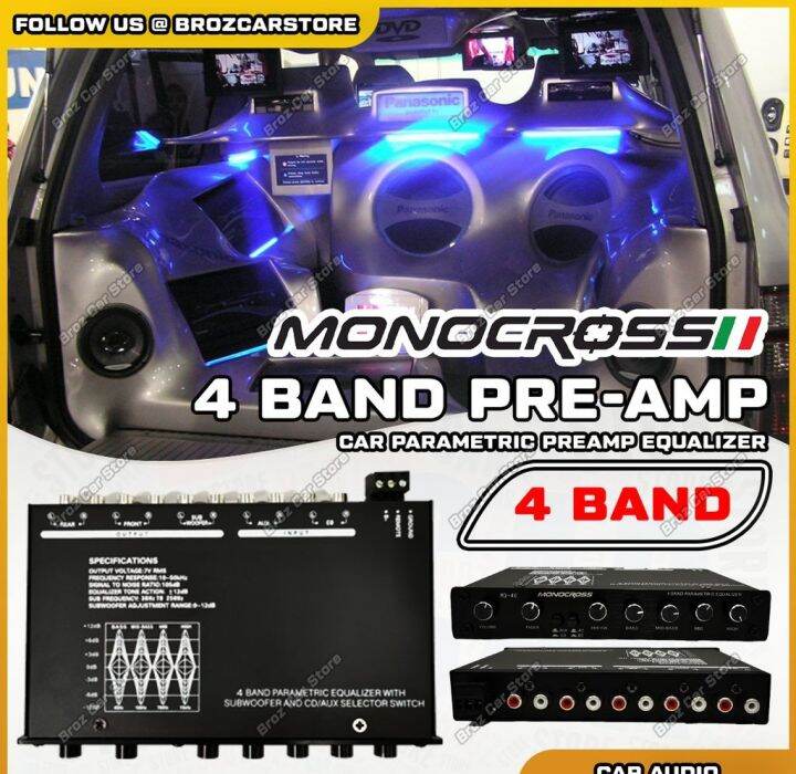 📢 4-Band Pre-Amp Monocross Parametric Preamp With Subwoofer Output ...