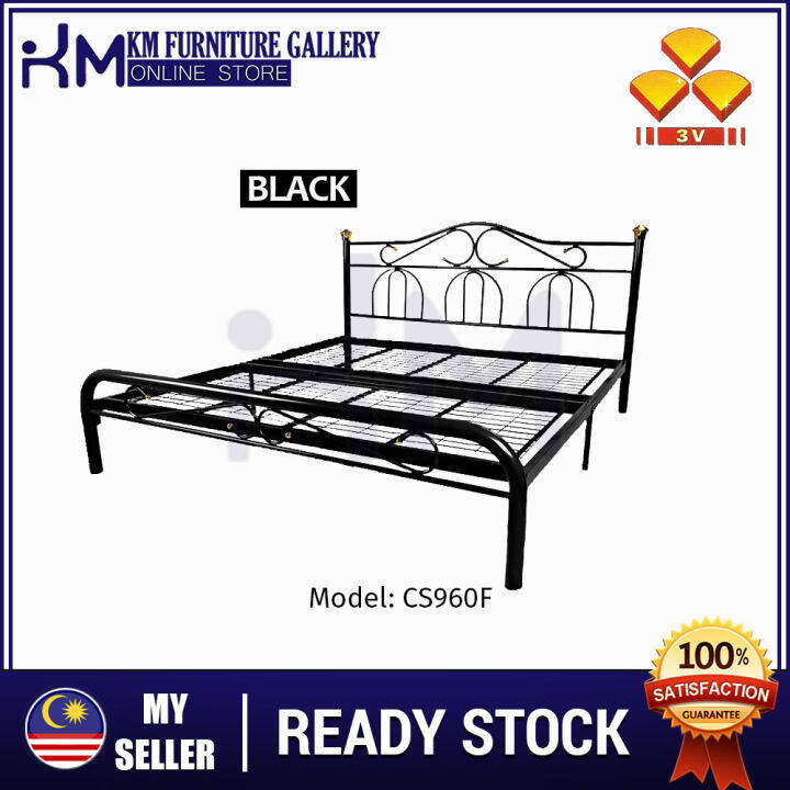 KM Furniture 3V CS960F Powder Coat Metal Bed Frame - King Size/ Katil ...