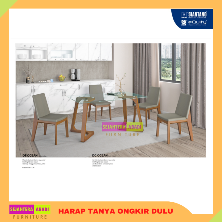 Full Set Meja Kursi Makan Minimalis Siantano DT + DC Ocean | Lazada ...