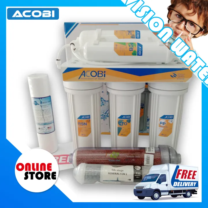 ACOBI เครื่องกรองน้ำ 5 ขั้นตอน+ไส้กรองน้ำแร่ 2 ขั้นตอน พร้อมอุปกรณ์ครบ ...