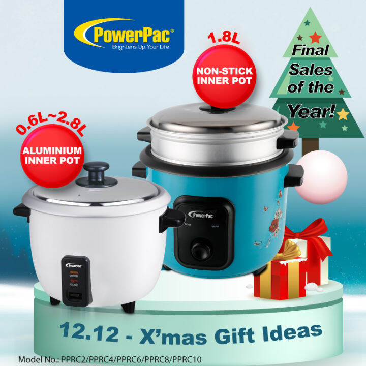 PowerPac Rice Cooker 0.6L/1.0L/1.5L/1.8L/2.8L with Aluminium inner pot ...