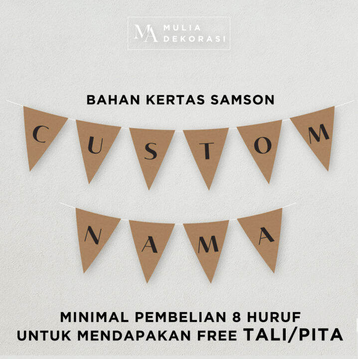 Bunting Flag Banner Segitiga Custom Nama Tulisan Per Huruf 1 Hari ...
